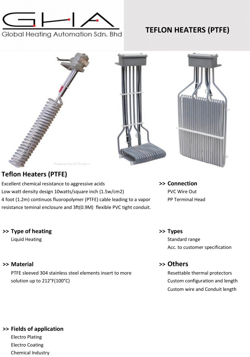 Teflon Heaters (PTFE) – Global Heating